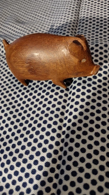 HAND CARVED COUNTRY Wooden Pig Hog Wild Farm £9.43 - PicClick UK