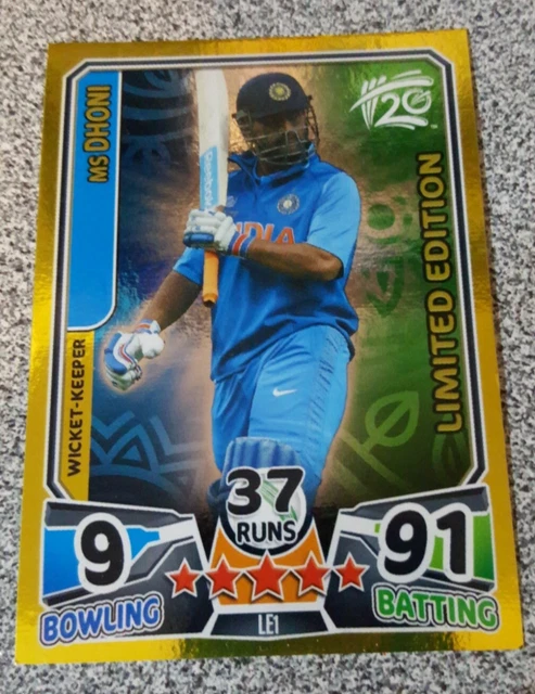 TOPPS ICC CRICKET Attax WT20 2014 MS Dhoni Rare Limited Edition Card ...