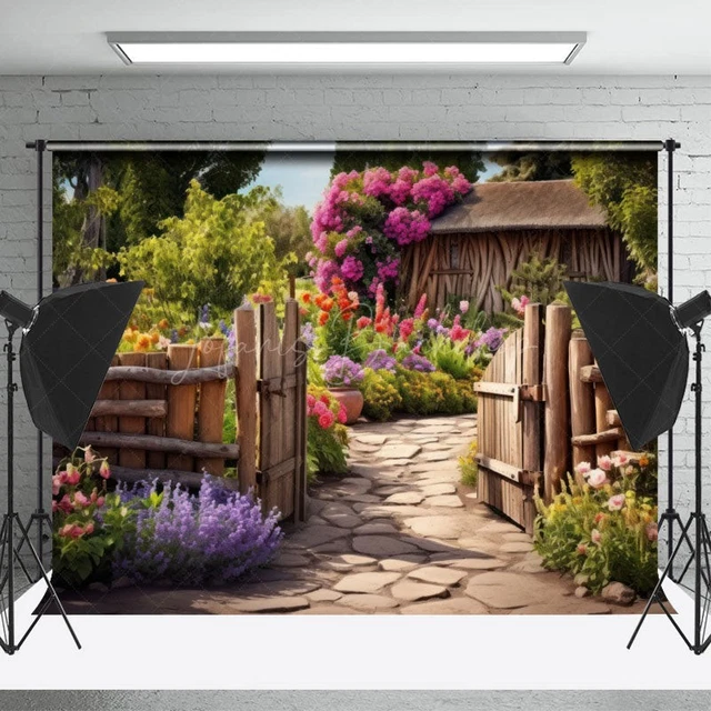 SPRING GREENERY GARDEN Wooden Door Photo Backdrop $36.09 - PicClick AU