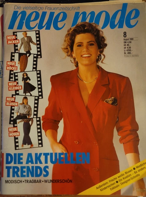 NEUE MODE SEWING Pattern Magazine Aug 1988 Vintage In German £15.29 ...
