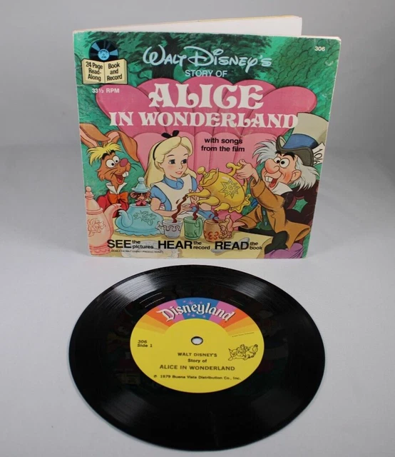 1979 WALT DISNEY'S Read Along Record & Book ALICE IN WONDERLAND #306 ...