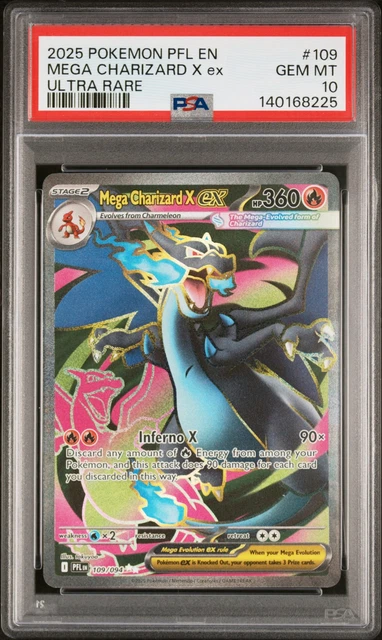 2025 POKEMON PFL En-Phantasmal Flames Ultra Rare #109 Mega Charizard X ...