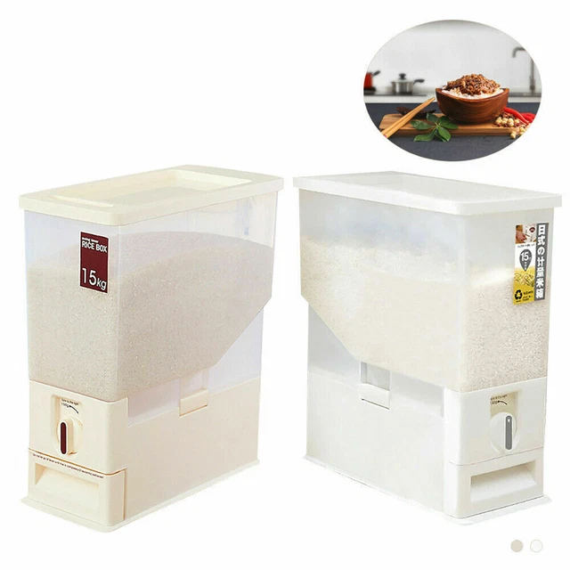 15KG AUTOMATIC CEREAL Rice Dispenser Storage Box Kitchen Grain Food ...