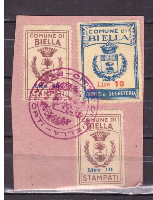 MARCA DA BOLLO Italia Repubblica Comune di Biella Diritti Segreteria ...