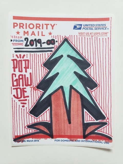 PLANTREES HAND DRAWN Sticker Graffiti USPS 228 Label Street Art DFace ...