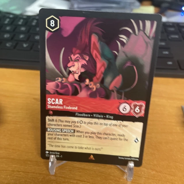 DISNEY LORCANA - RARE - Scar Shameless Firebrand - # 123/204 IN HAND ...