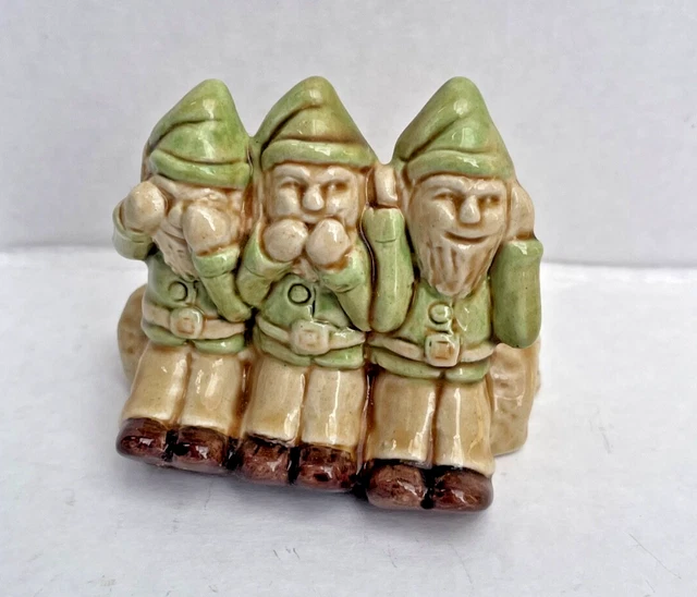 VINTAGE WADE 3 Seated Gnomes/Leprechauns See No Evil Hear No Evil Speak ...