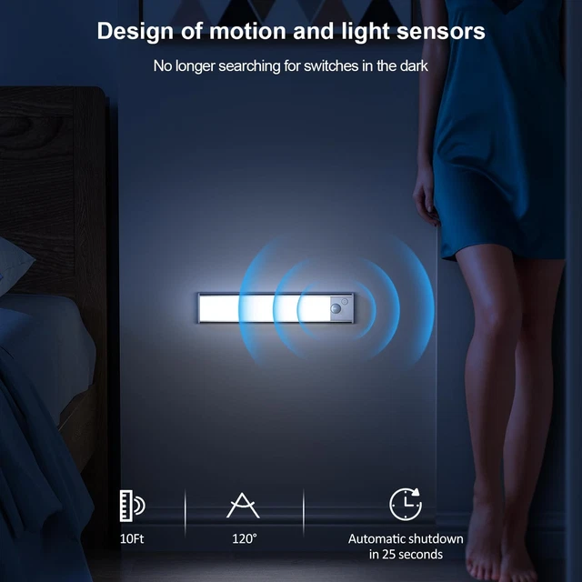 UNDER CABINET KITCHEN Lights Cupboard - LED Motion Sensor Light Indoor ...