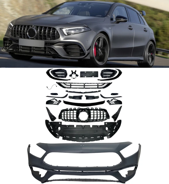 FRONT BUMPER BODY Kit Grille Amg A45 Style Primed For Mercedes A Class ...