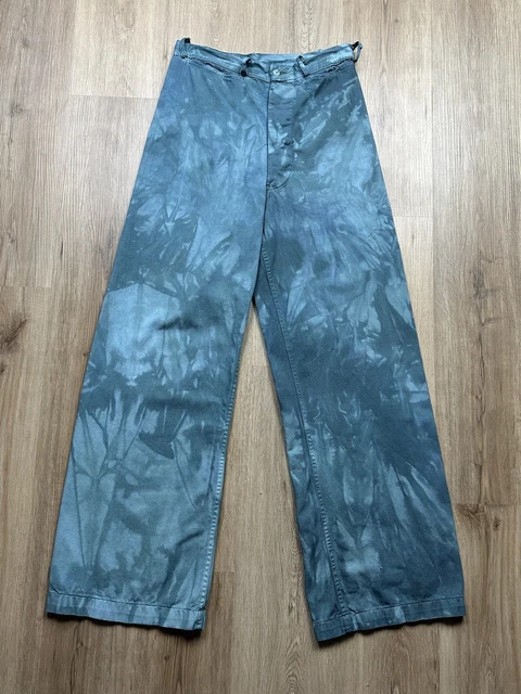 VINTAGE US NAVY Army Twill Bell Bottom Flare Pants Twill Overdyed Size ...