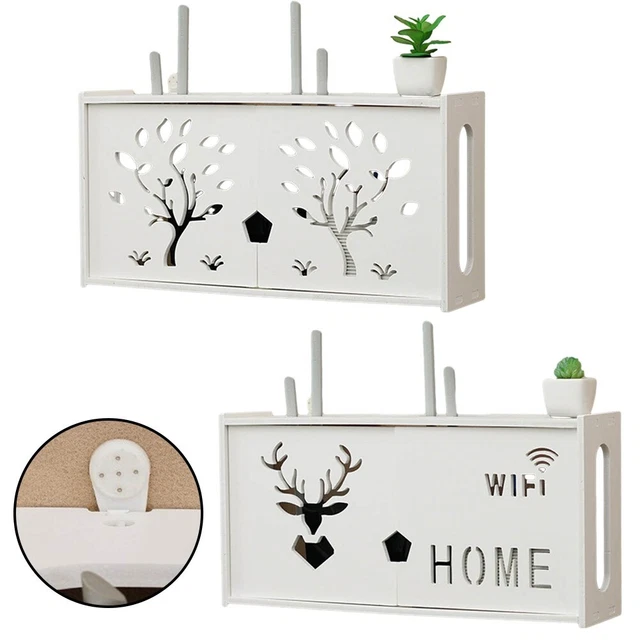 LARGE WIRELESS ROUTER Rack Living Room Wall-Mounted WiFi Storage Box ...