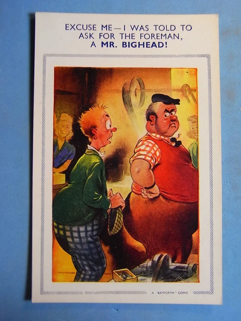 BAMFORTH COMIC POSTCARD 1950s Mill - Foreman Mr Bighead Theme No 1289 £ ...