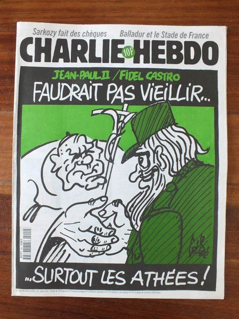 CHARLIE HEBDO N°292 Janvier 1998 - Couv. Gébé, Pape Jean-Paul II, Fidel ...