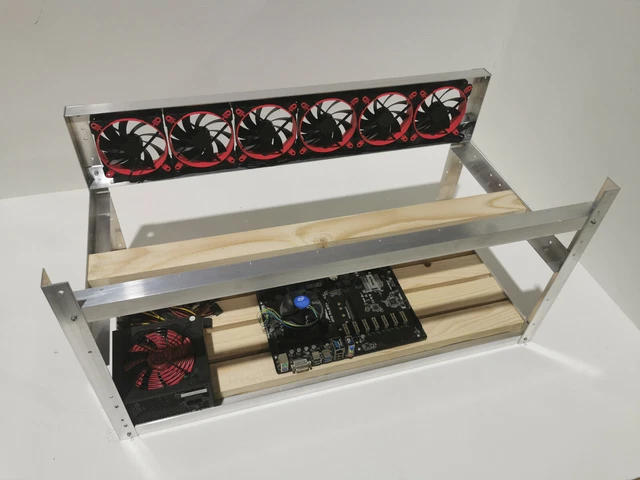 MINING RIG 8 GPU Alu Mining Frame Open Case Miner 120mm ...