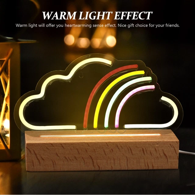 SOLID WOOD LED Light Base Rectangular Acrylic Art Display Stand Lamp ...