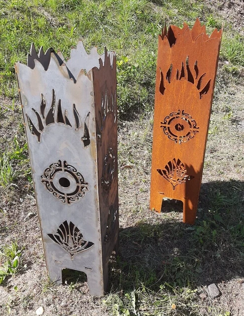 FIRE COLUMN FIRE barrel fire basket fire bowl fire pit stainless rust ...