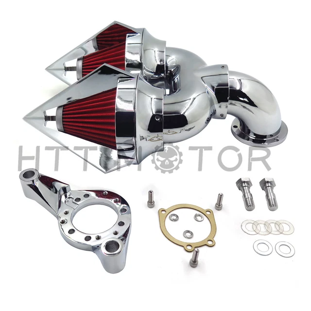 CHROME SPIKE DOUBLE Air Intake Cleaner Kit For Harley CV Carburetor ...
