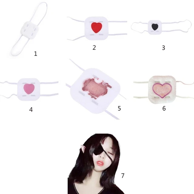 ANIME COSPLAY COSTUME Eyeshade Love Heart Embroidery Single Eye Mask ...