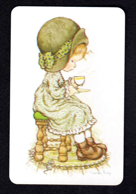 SARAH KAY SWAP Card - Cute Girl with Cup of Tea (BLANK BACK) (MINT) EUR ...