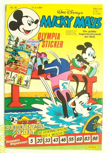 MICKY MAUS HEFT 1988/36 m. Beilage Olympia-Sticker EUR 2,10 - PicClick DE