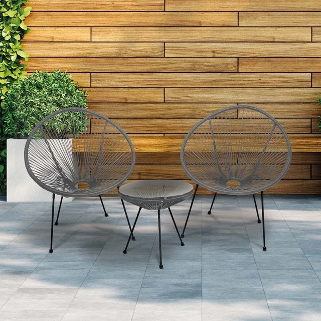 EGG STRING CHAIR Round Glass Table Outdoor Garden Balcony Patio Bistro ...