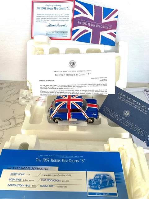 FRANKLIN MINT 1967 Mini Cooper S Union Jack 1:24 SCALE - very Rare £259 ...