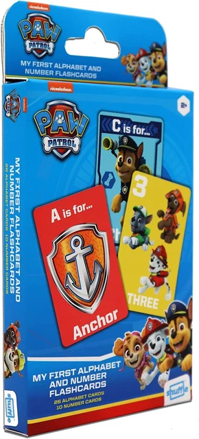 FLASHCARD PAW PATROL Early Learning Il mio primo alfabeto e numero età ...