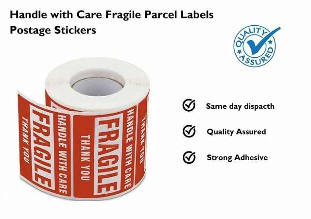 HANDLE WITH CARE Fragile Parcel Labels- Postage,Stickers Permanent Self ...
