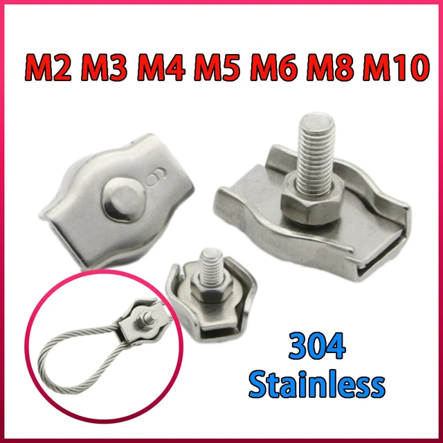 SIMPLEX CLIPS WIRE Rope Grips Cable Clamps 304 Stainless M2 M3 M4 M5 M6 ...