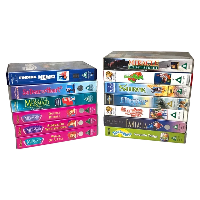 BUNDLE X13 DISNEY Warner Bros 90s VHS Tapes Mermaid Nemo Shrek Flipper ...