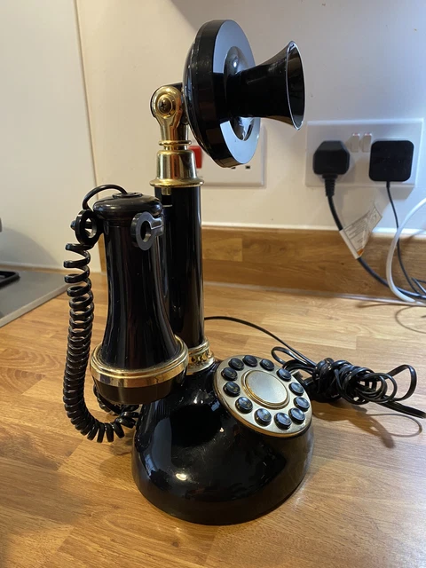 RETRO BLACK CANDLESTICK Push Button Telephone Betacom Speakeasy Vintage ...