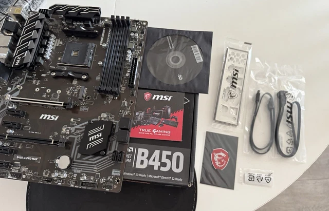 MSI B450-A PRO MAX AM4 Motherboard Boxed IO Shield SATA Cables All ...