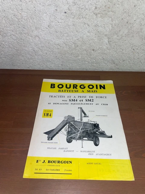 BROCHURE PROSPEKT PROSPECTUS BATTEUSE A MAÏS BOURGOIN SM4/SM2 tracteur-someca-ih EUR 4,99 ...