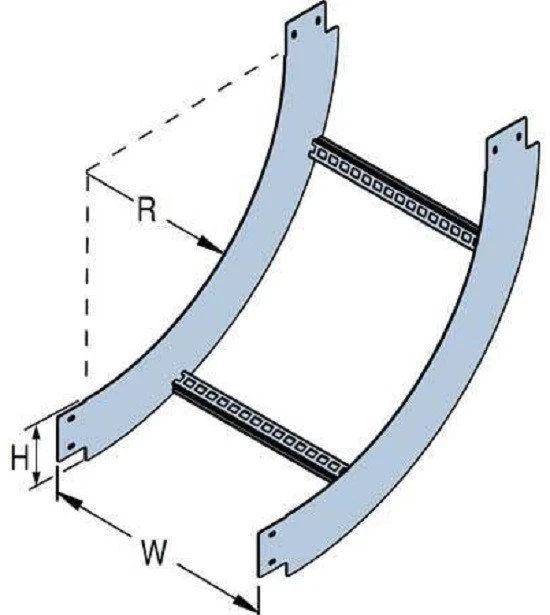 UNISTRUT CABLE LADDER INTERNAL RISER 450mm Radius, 90° Aluminium- 150mm ...