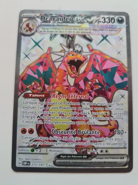 CARTE POKÉMON DRACAUFEU ex 215/197 EV Flammes Obsidiennes Neuve FR EUR ...