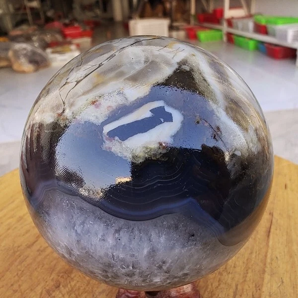 1160G RARE NATURAL blue Volcanic Rock agate Sphere Quartz Crystal Ball Healing EUR 79,63 ...