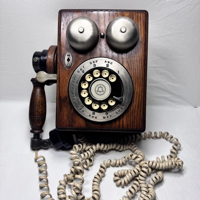 WESTERN ELECTRIC BELL Rotary Dial Phone Wooden Antique Style Wall ...