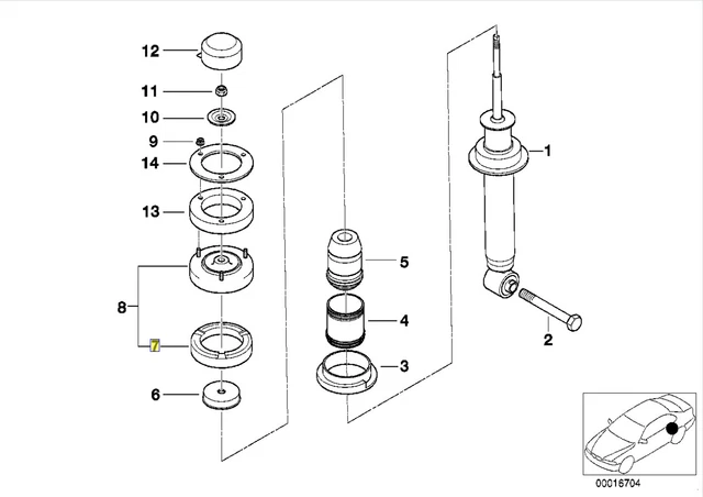 BMW E24 E32 E38 Arrière Supérieur Bobine Ressort Bloc Support Cale ...