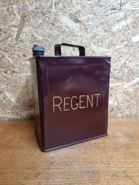 VINTAGE REGENT PETROL Oil Can Tin With Plain Brass Lid Cap 1949 £112.95 ...