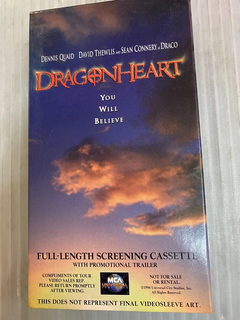 DRAGON-HEART (VHS, 1997) Dennis Quaid Sean Connery David Thewlis Promo ...