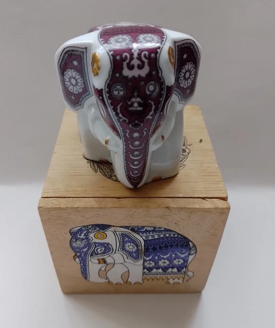 MLESNA CEYLON PORCELAIN Tea Caddy Elephant. Full. Sri Lanka. Purple In ...