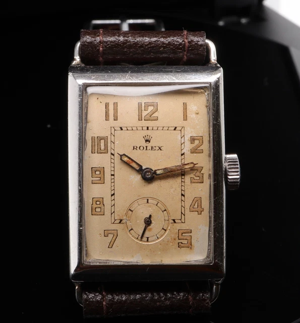 VINTAGE 1930S ROLEX Art Deco Tank cal 360 H.W. Manual Wind Steel Wrist ...