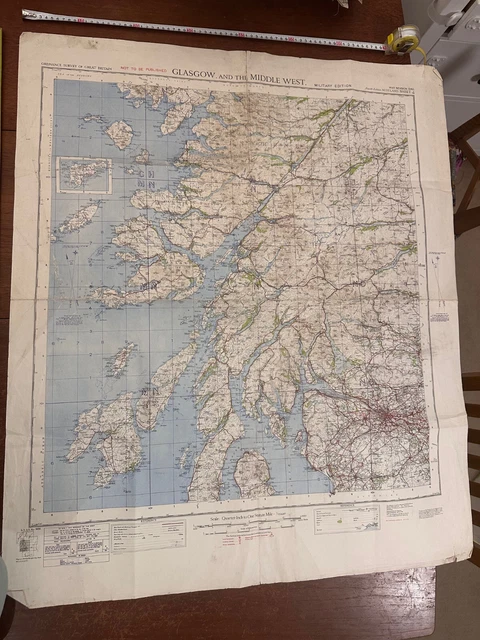 ORIGINAL WW2 BRITISH Army RAF Navy Base Map of Scotland - Glasgow ...