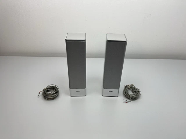 2X LOEWE STEREO/HAUPT Aluminium Lautsprecher Silber/ Chrome Top Zustand ...