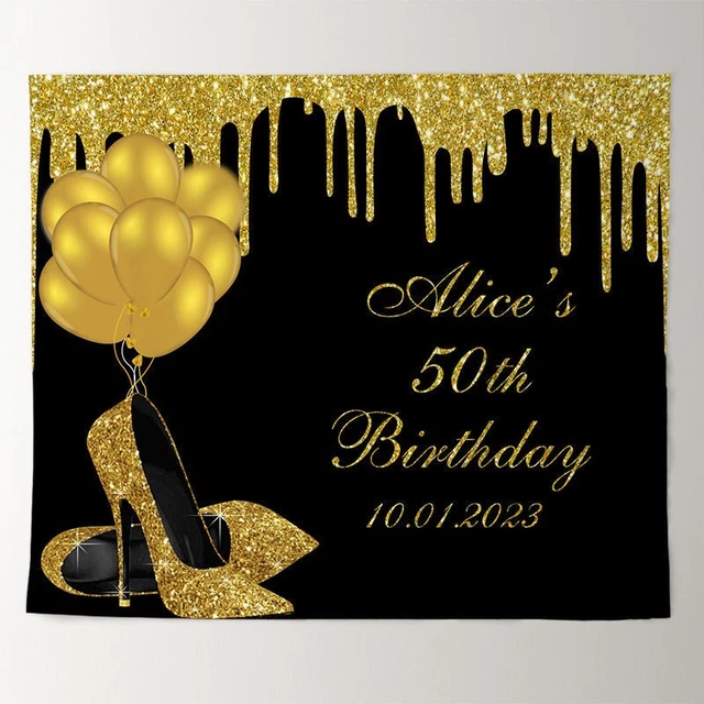 PERSONALIZED GOLD BALLOON 50th Birthday Party Backdrop $36.09 - PicClick AU