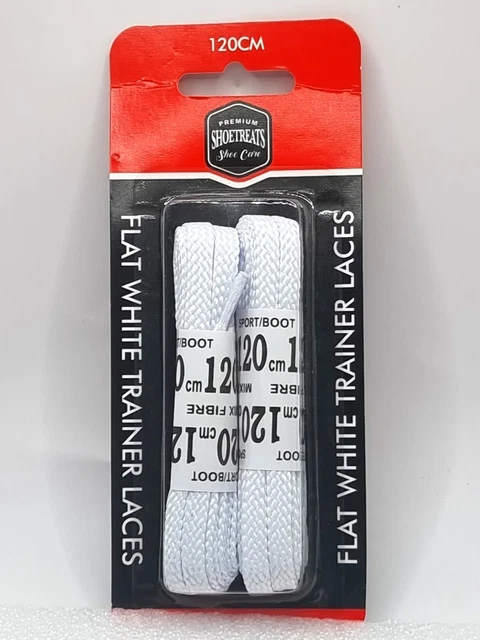 SHOETREATS FLAT WHITE Trainer Laces, twin pack, 120cm (B76/J.DI/J.EB/5) £2.98 - PicClick UK