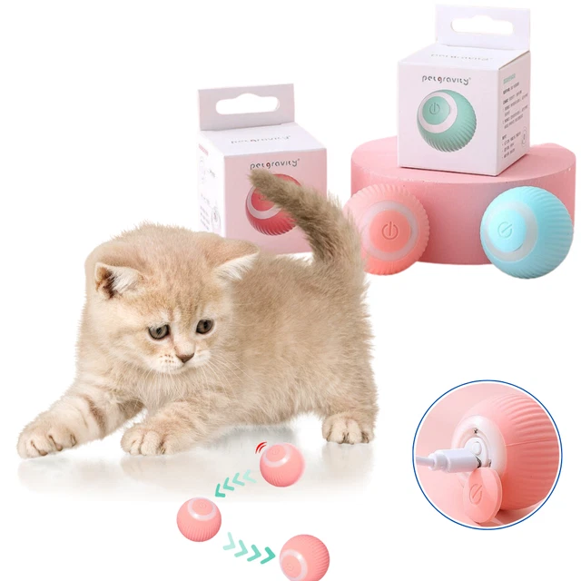 INTERACTIVE CAT BALL Toy Automatic Bouncing Rolling Modes Pet USB ...
