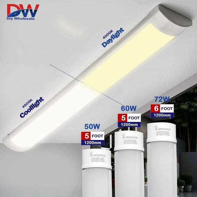 LED BATTEN LIGHT 4Ft 5Ft 6Ft Tube Strip Lamp Ceiling Workshops 6500K ...