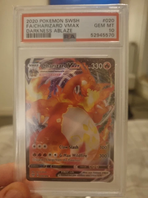 CHARIZARD VMAX FULL Art Graded Pokemon Card, Darkness Ablaze, PSA 10 ...