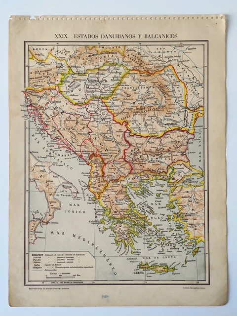 MAPA ANTIGUO 1961 Balcanes política earth deco decoración rare vintage EUR 50,00 - PicClick FR
